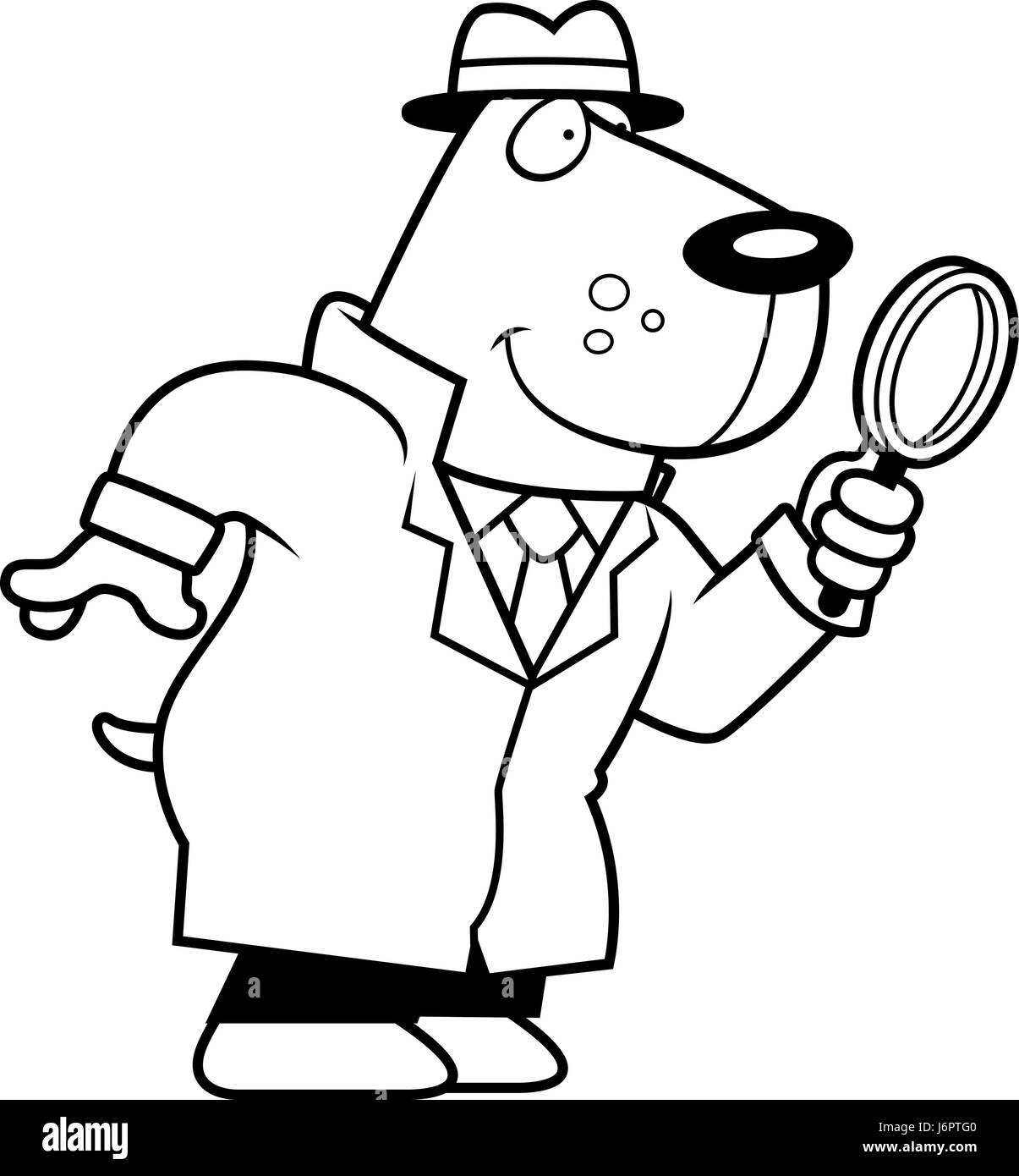 Illustration d'une caricature d'un détective chien avec une loupe Image ...