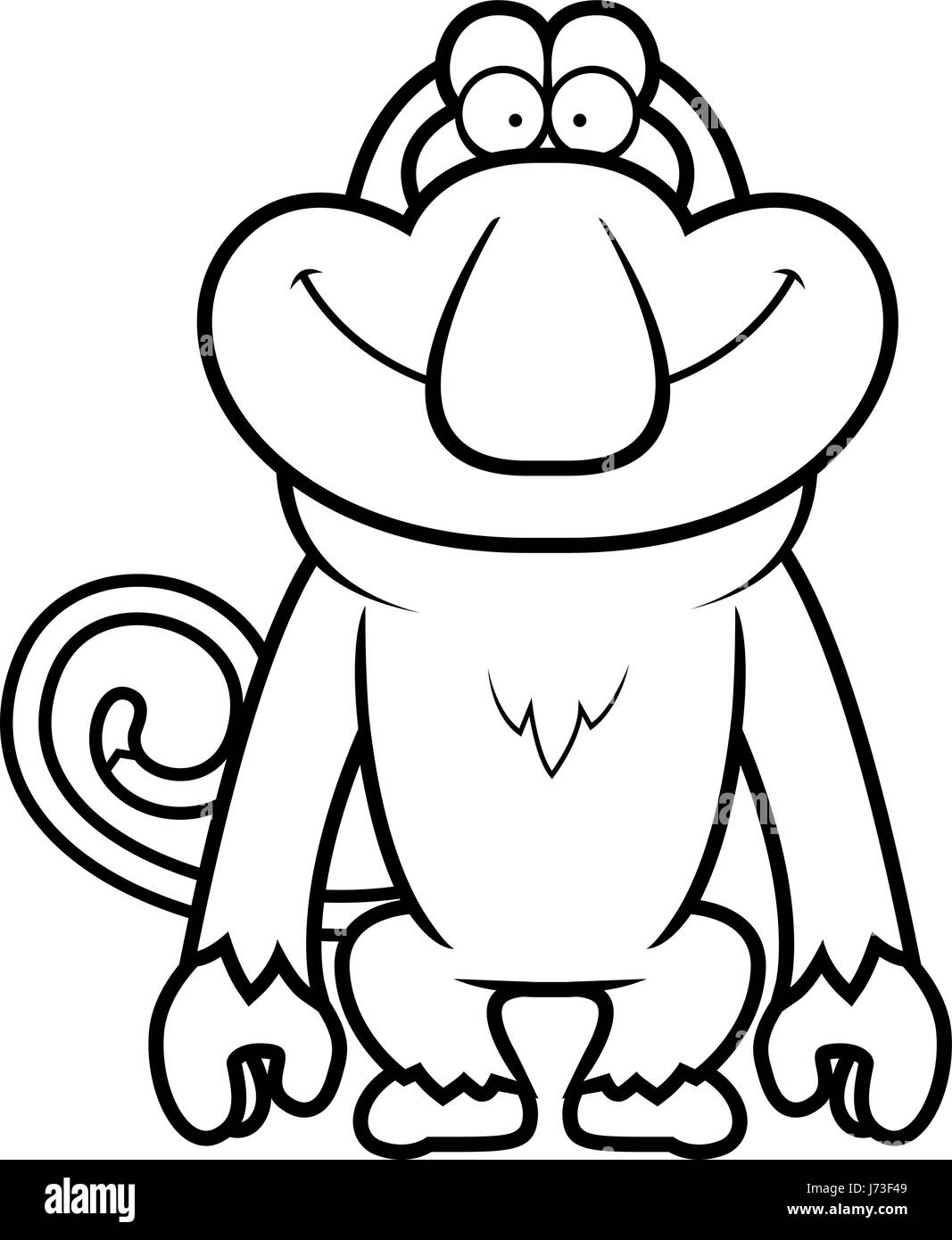 Une illustration d'un dessin animé singe proboscis souriant Image ...