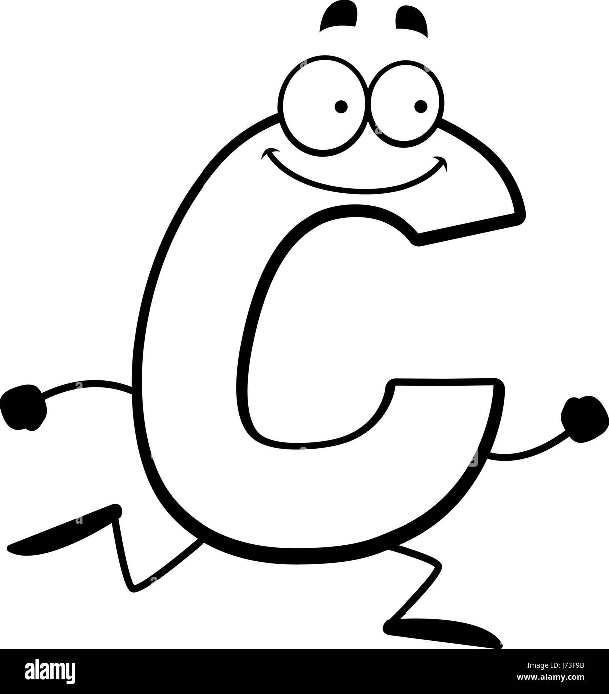 Illustration d'un dessin d'une lettre C en cours d'exécution et de ...