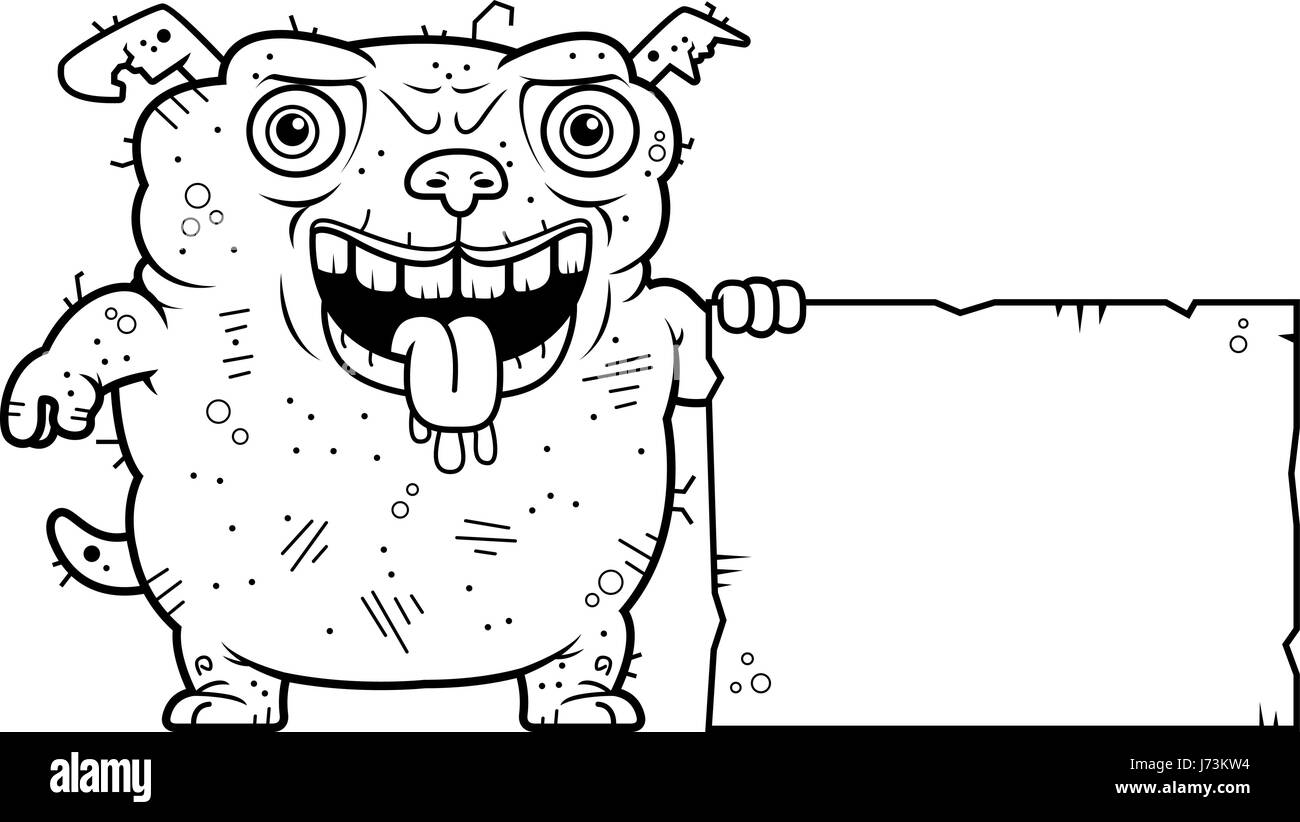 Illustration d'une caricature d'un vilain chien avec un signe Image ...