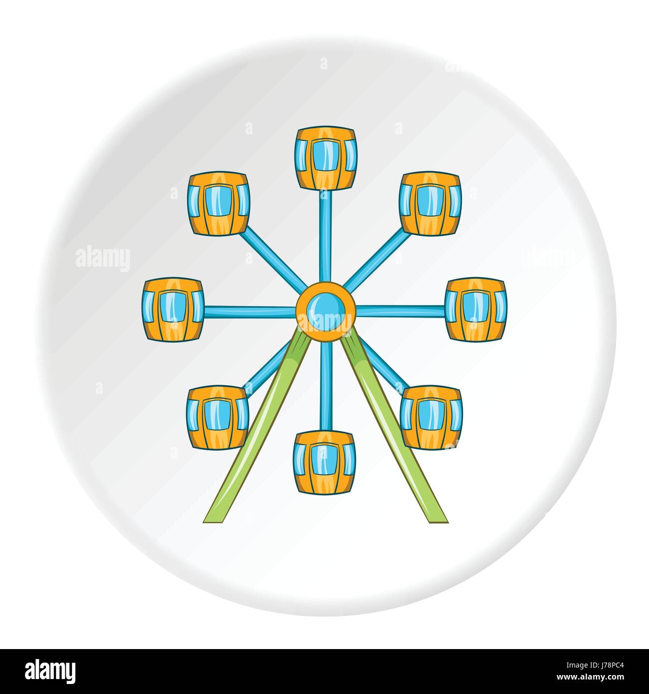 Grande roue en icône cartoon style isolé sur fond cercle blanc. Symbole ...