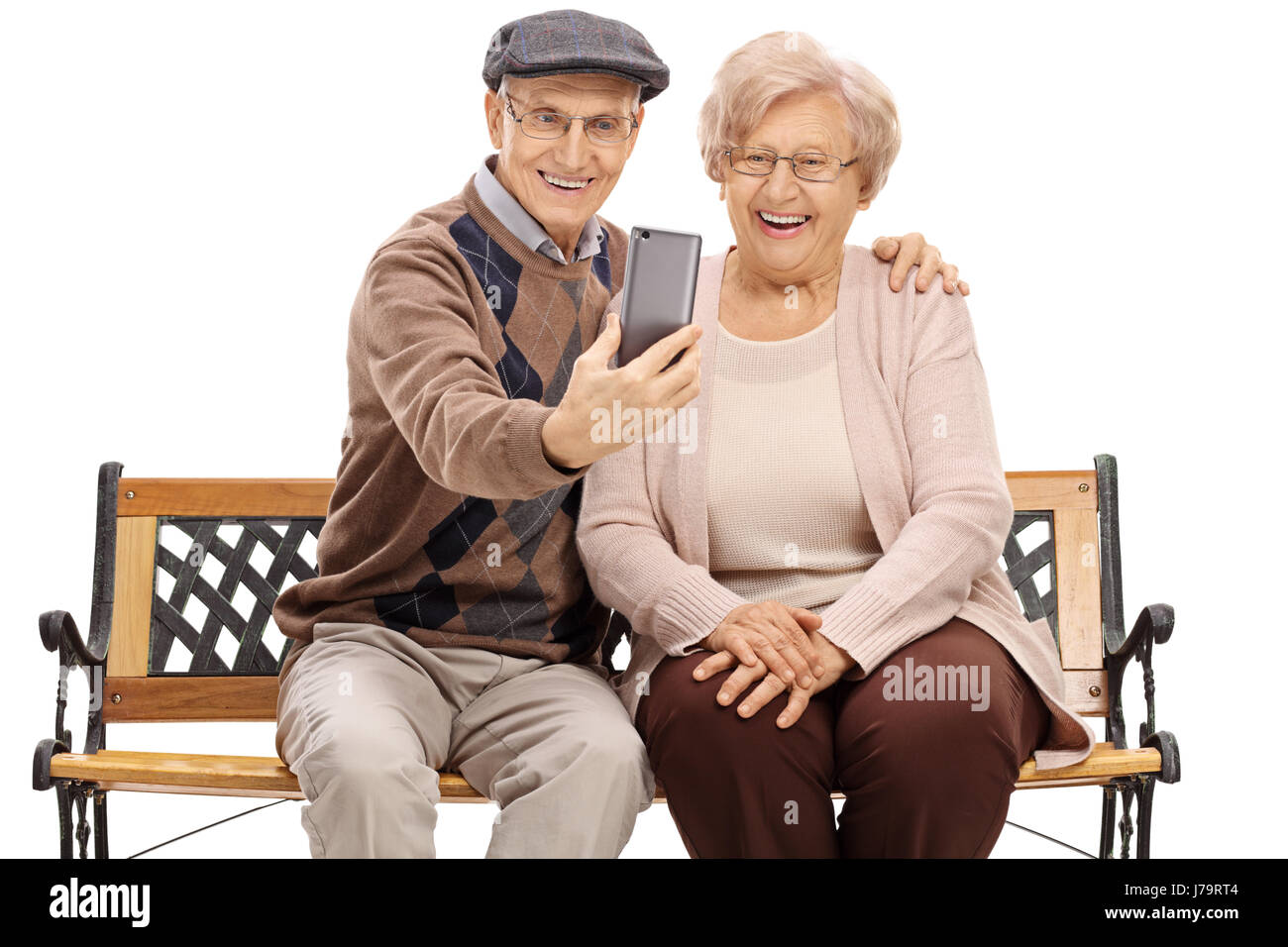 Vieille Dame Assise Sur Un Banc En Bois Banque De Photographies Et D