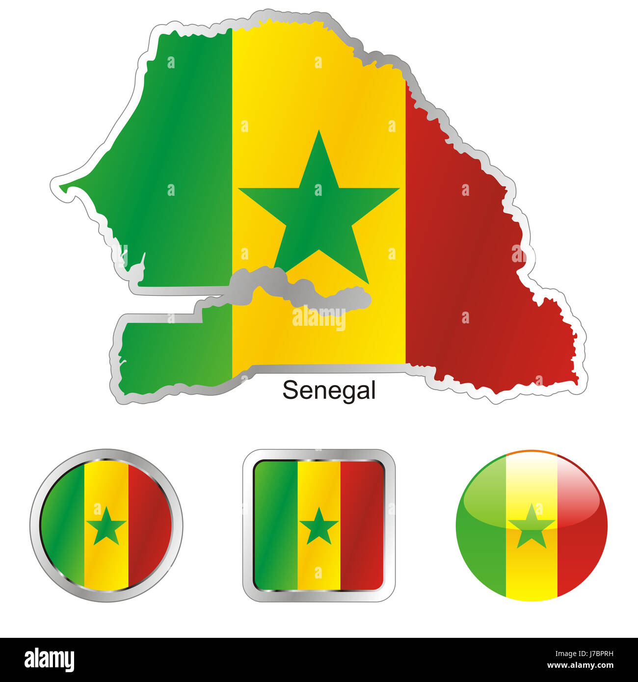 Illustration de l'Afrique Sénégal bouton drapeau emblème couleur voyage ...