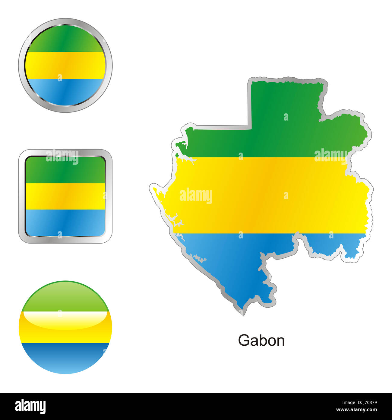 Illustration de l'Afrique Gabon bouton drapeau emblème couleur voyage ...