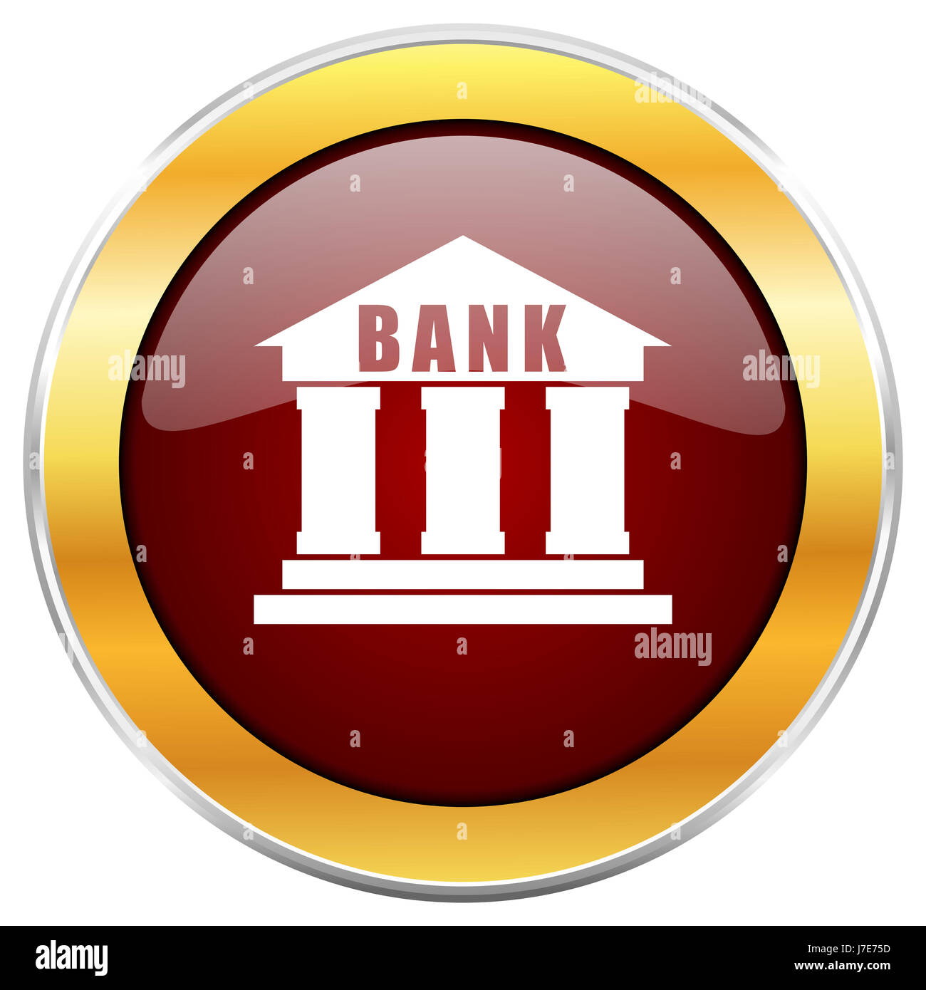 Red Bank icône web avec golden border isolé sur fond blanc. Bouton ...
