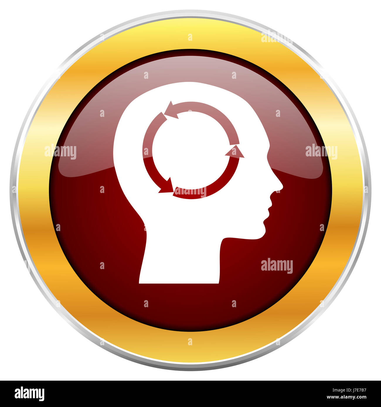 L'icône web rouge tête avec golden border isolé sur fond blanc. Bouton ...