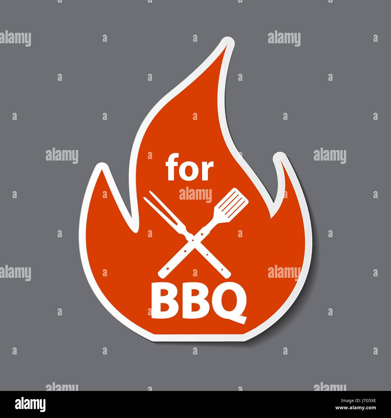 Pictogramme autocollant Barbecue grill avec des outils. Vector ...