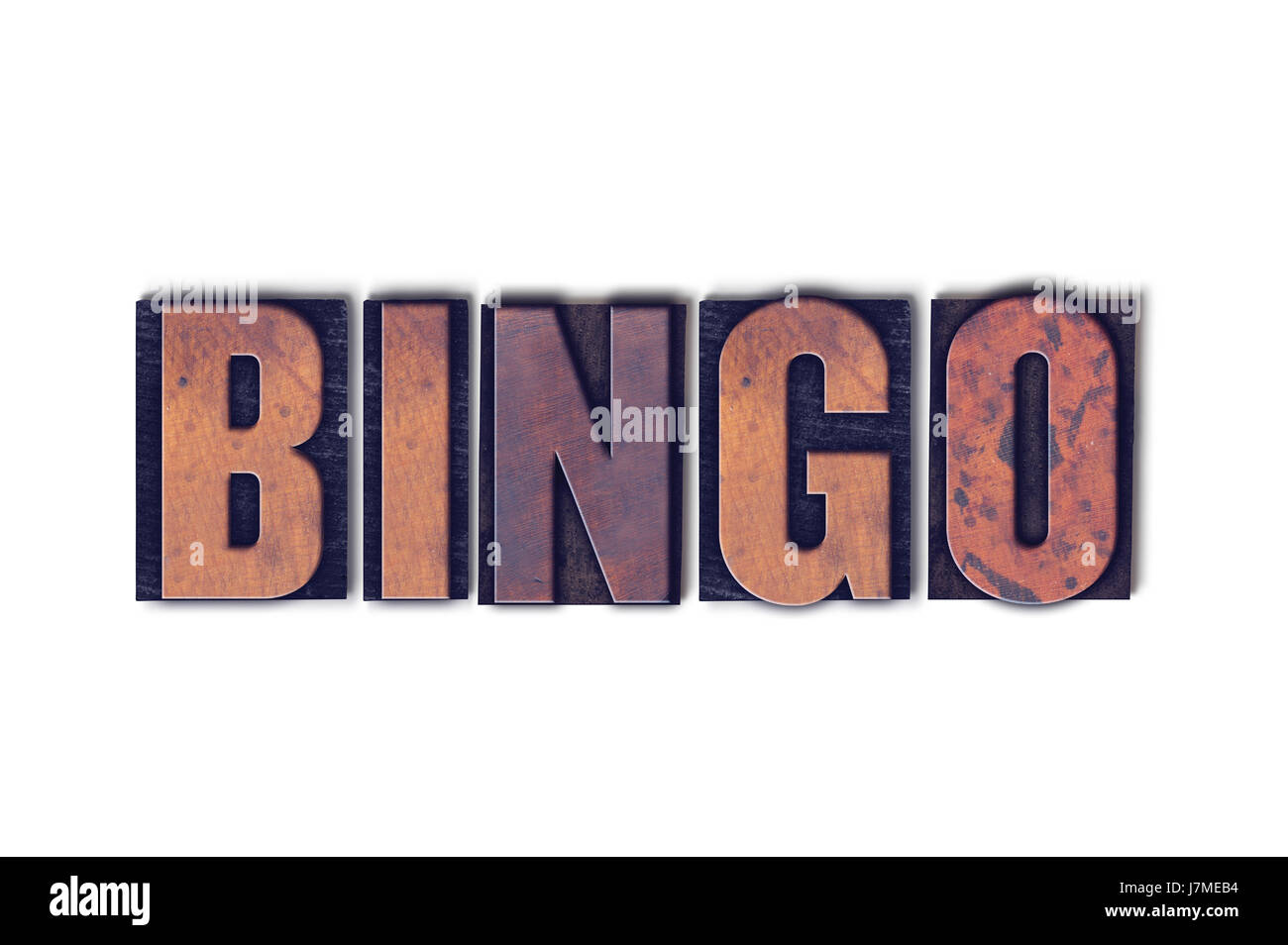 Le mot concept Bingo et le thème écrit en bois vintage typo sur fond ...