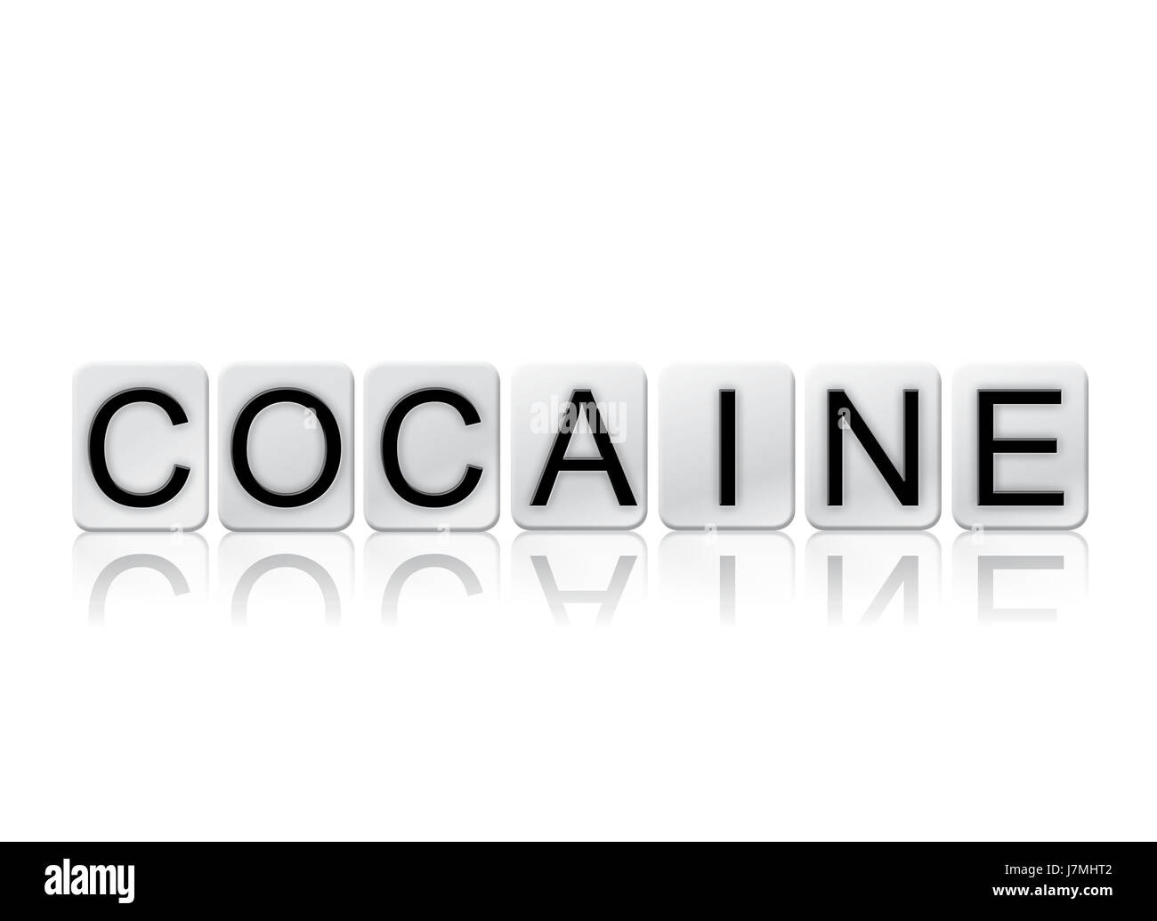 La cocaïne et le mot concept thème écrit en carrelage blanc et isolé ...