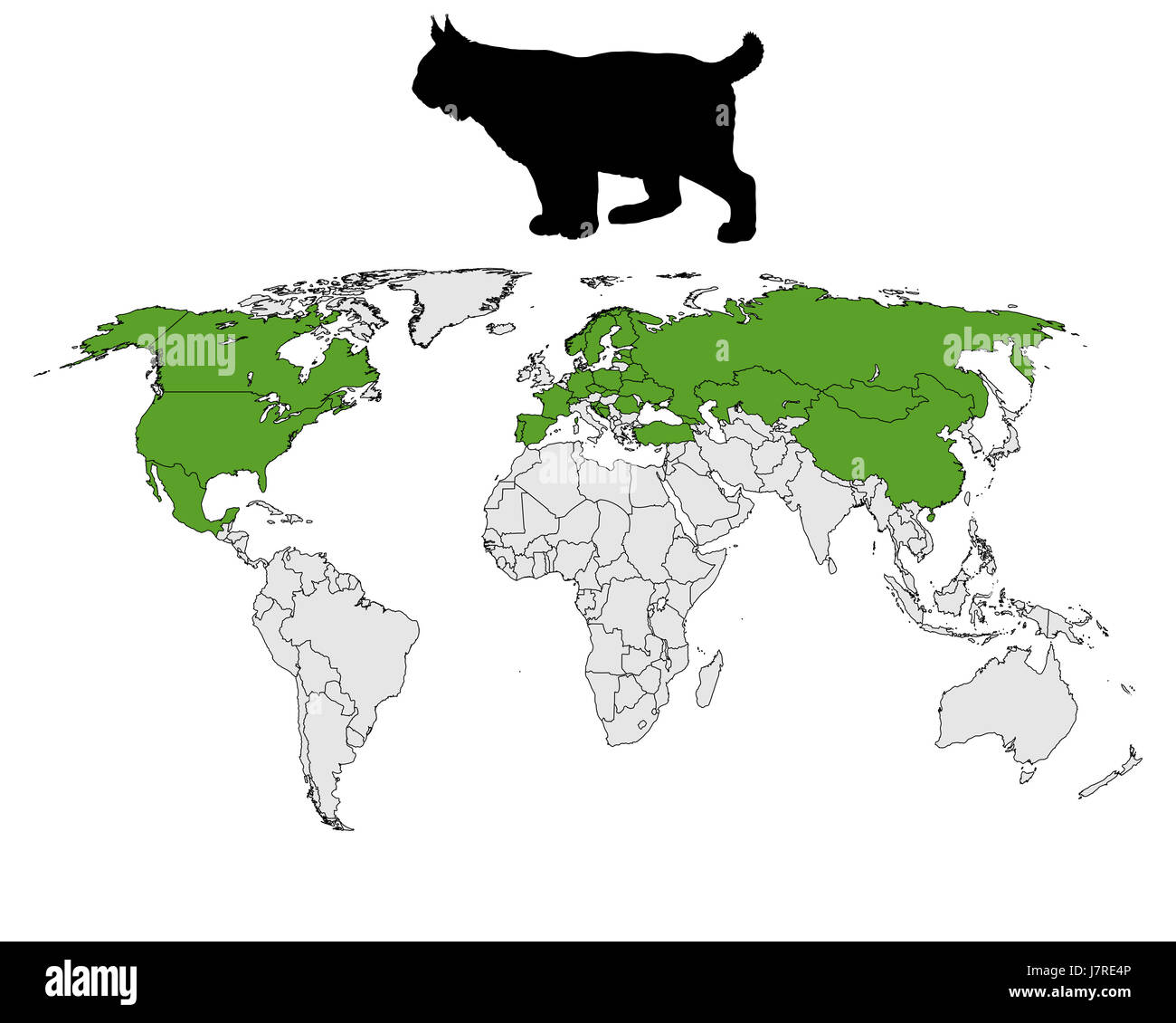 Carte de répartition du lynx Photo Stock - Alamy