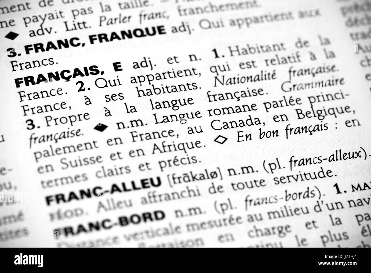 Langue mot dictionnaire français définition référence feuille page type ...