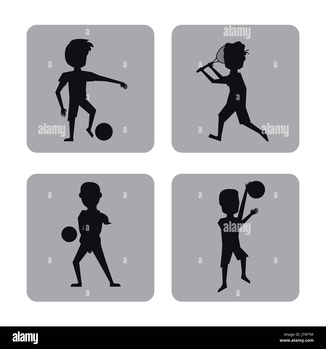 Ensemble de boutons carrés monochromes silhouette masculine des ...