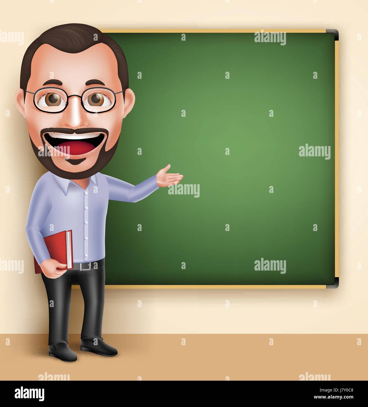 Cartoon smart male teacher standing Banque d'images vectorielles - Alamy