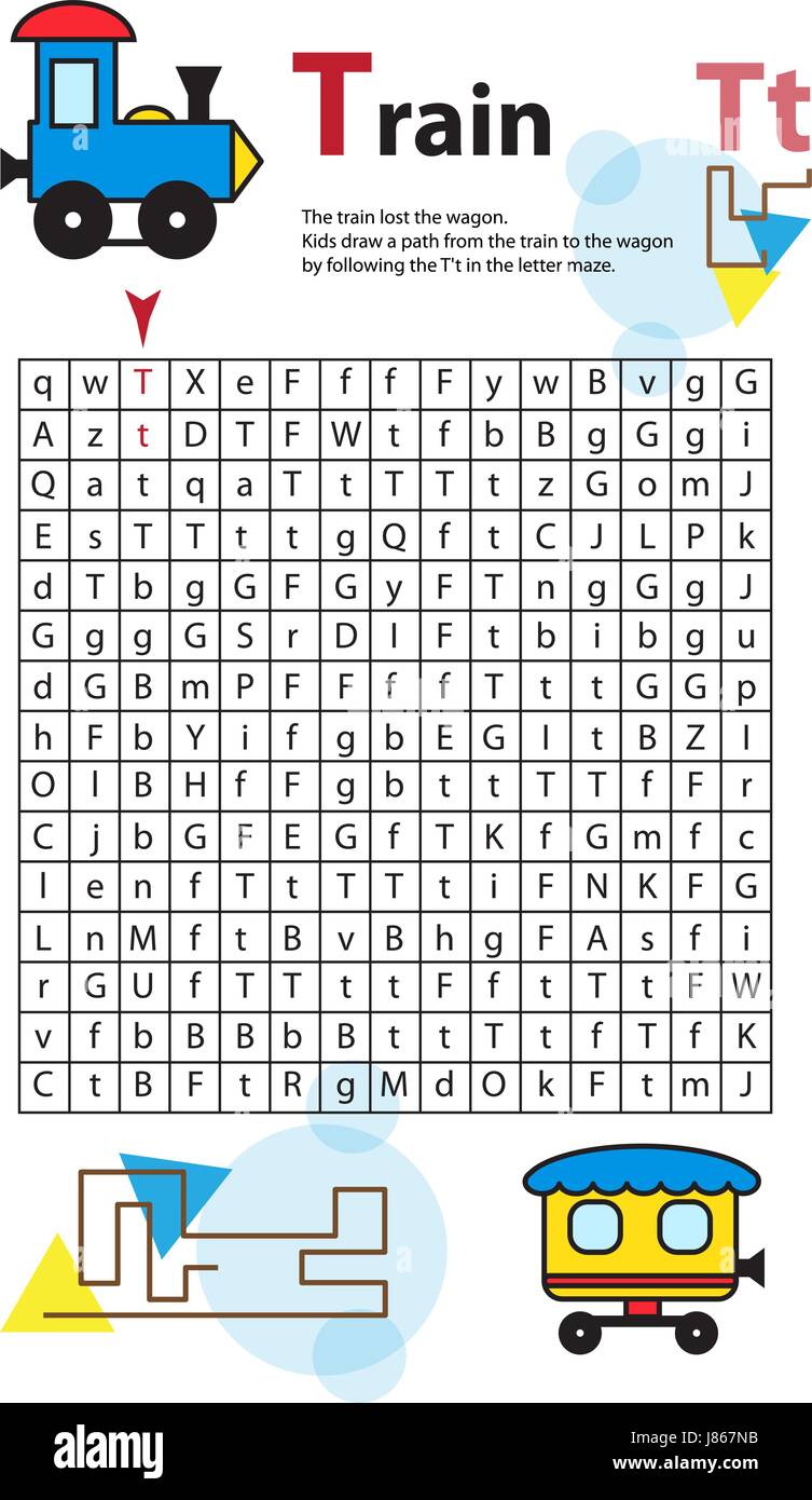 Labyrinthe lettre T. Cette feuille de travail aide les enfants à ...