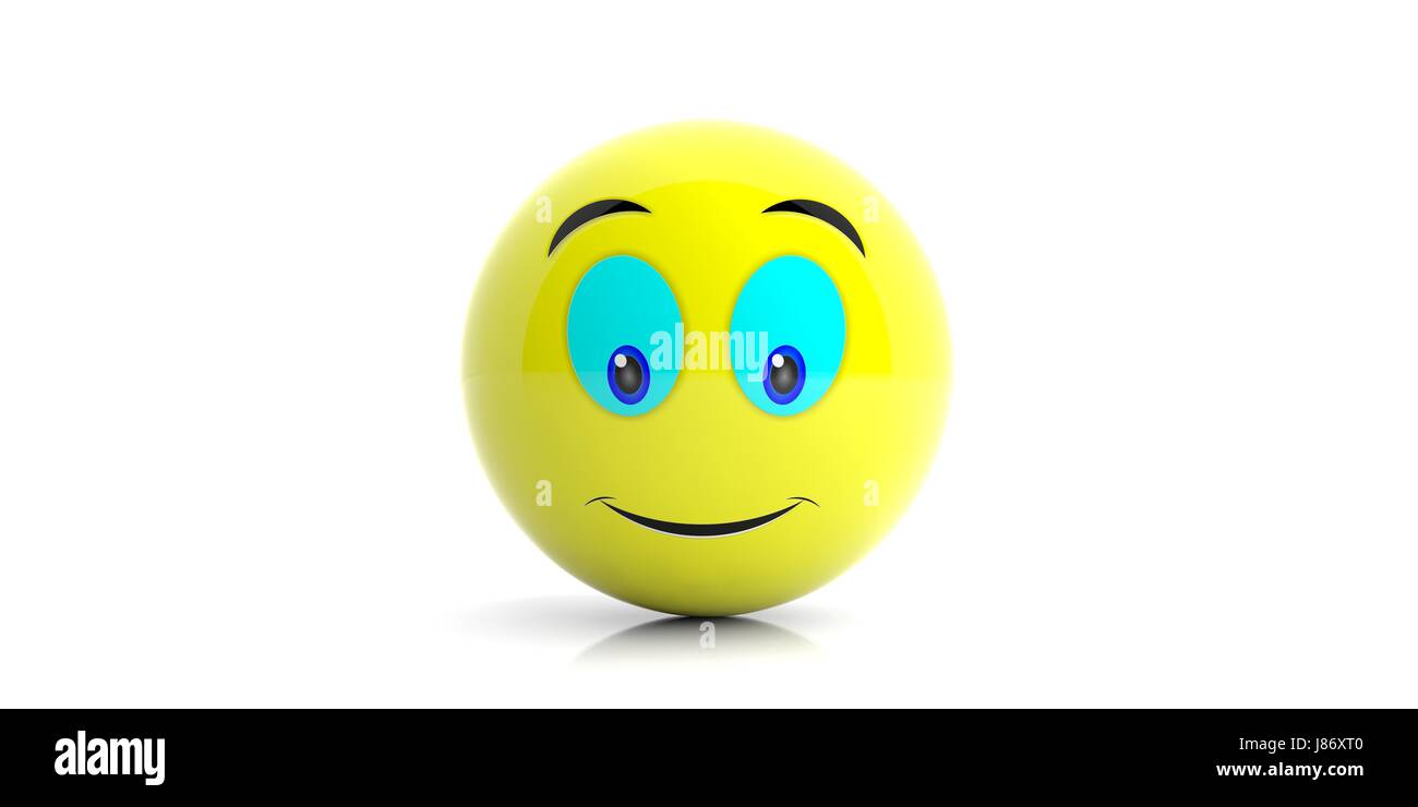 Émoticône souriant jaune isolé sur fond blanc. 3d illustration Photo ...