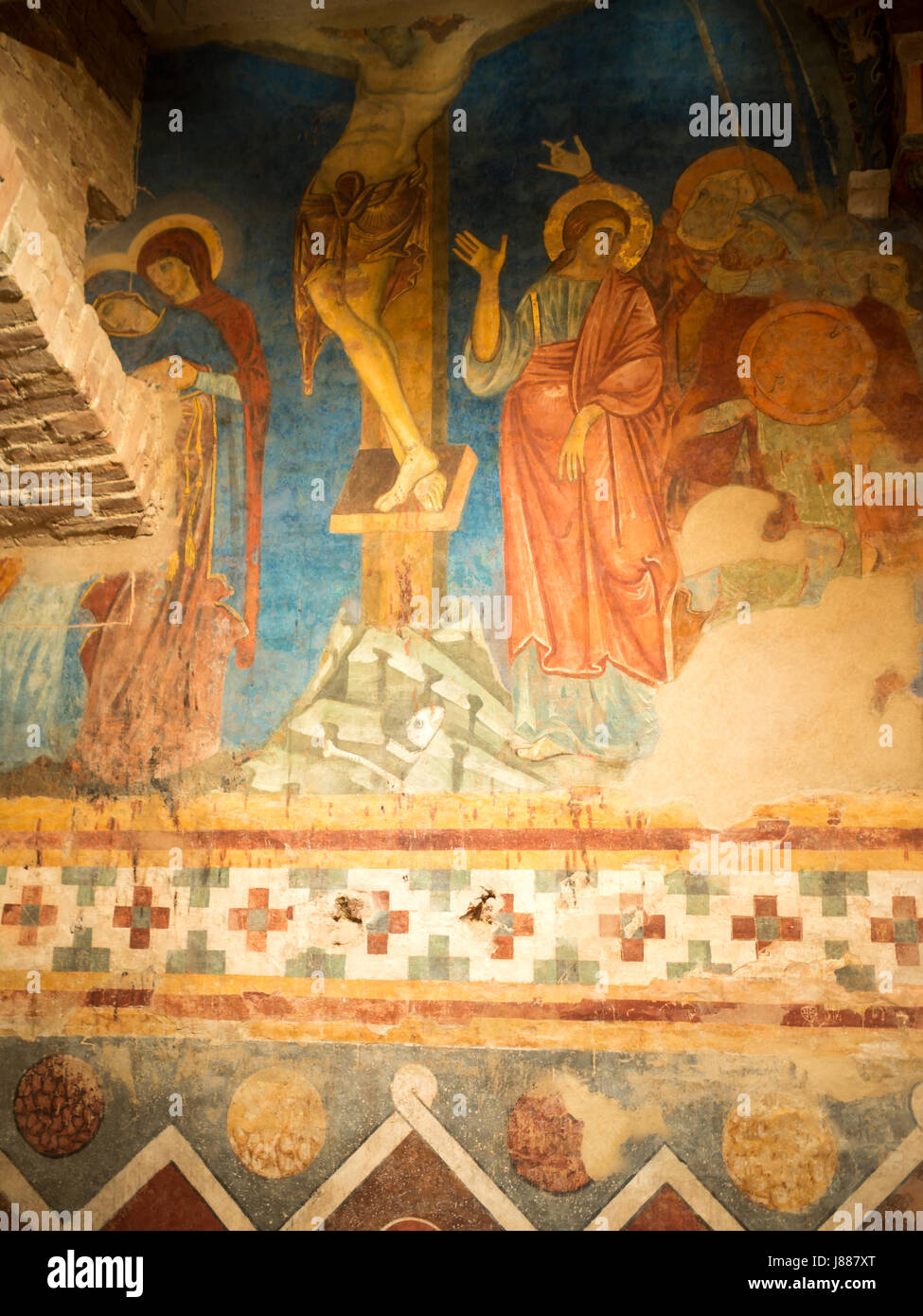 Fresque murale du Christ sur la croix, Cripta del Duomo, Sienne Photo ...