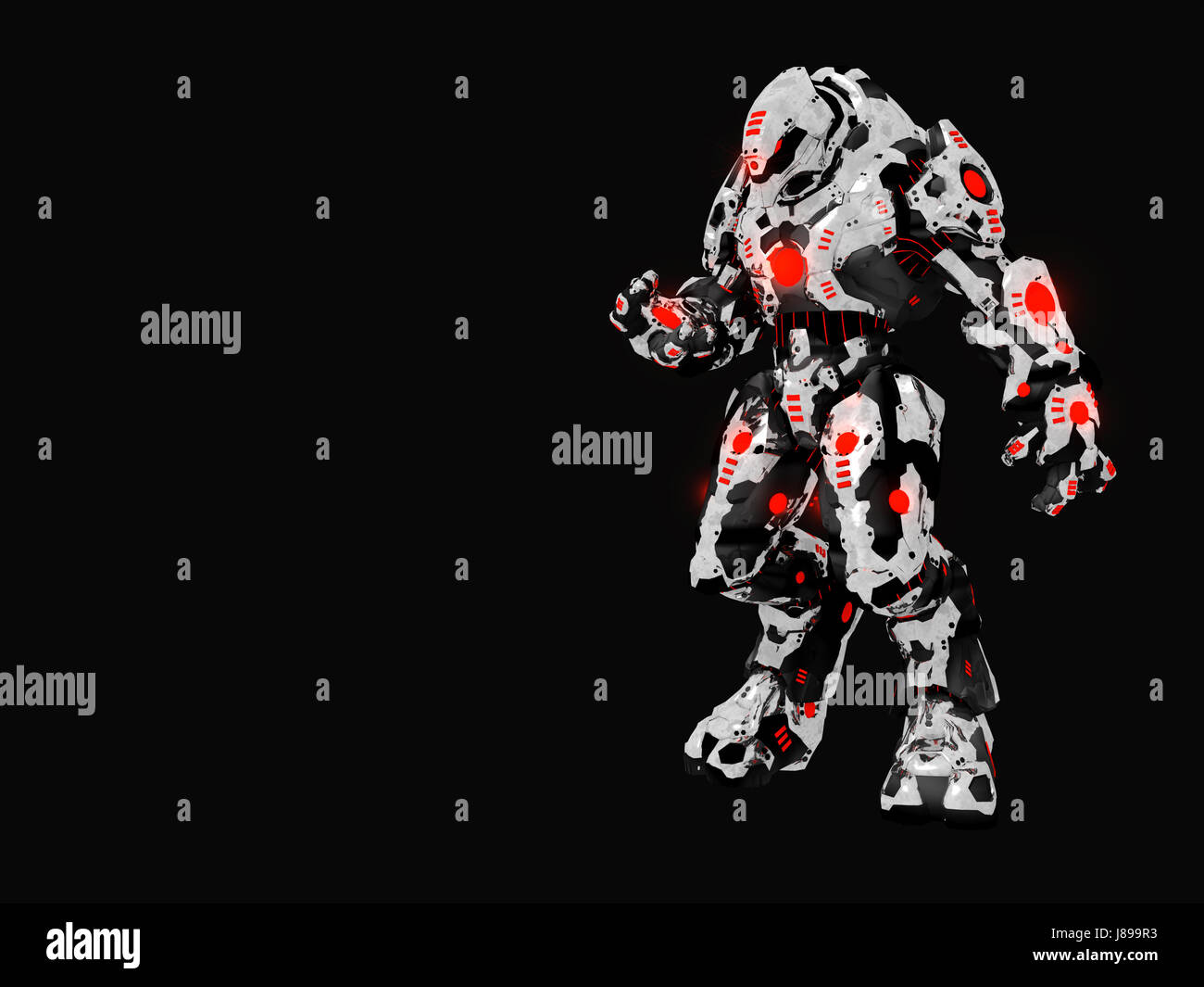 Soldat, futuriste, technologie, bras, arme, robot, machine automatique ...