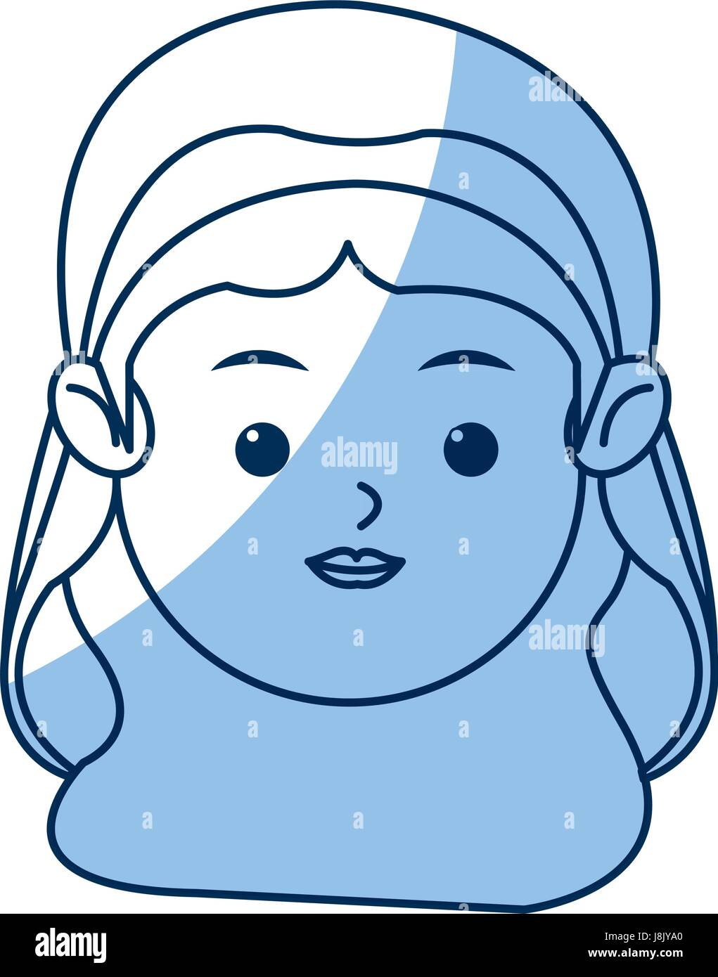 Visage mignon Vierge Marie, icône contour dessin animé crèche Image ...