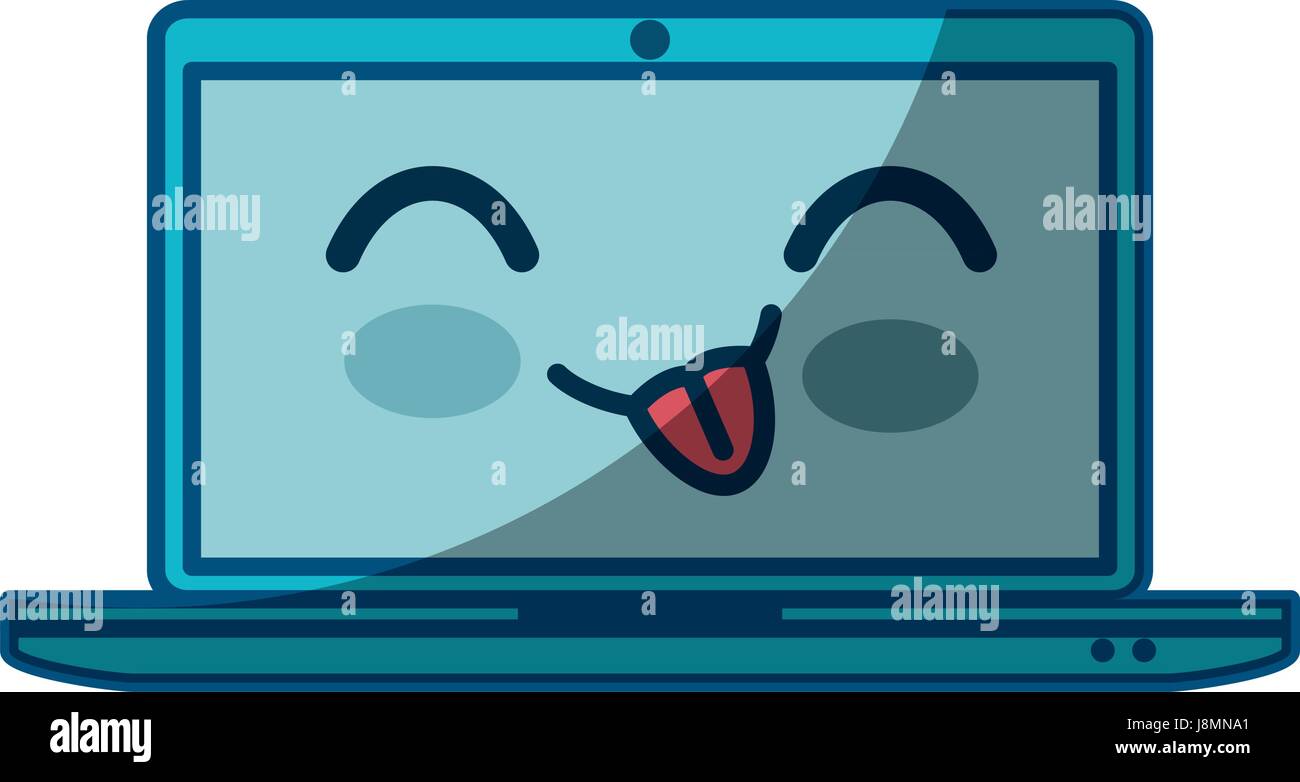 Pc laptop cartoon smiley Banque de photographies et d’images à haute ...