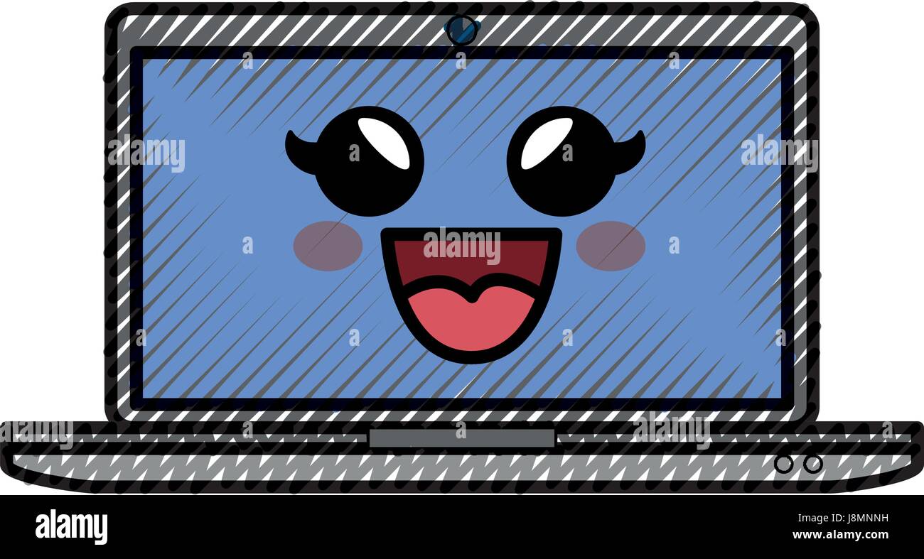 Pc laptop cartoon smiley Banque de photographies et d’images à haute ...