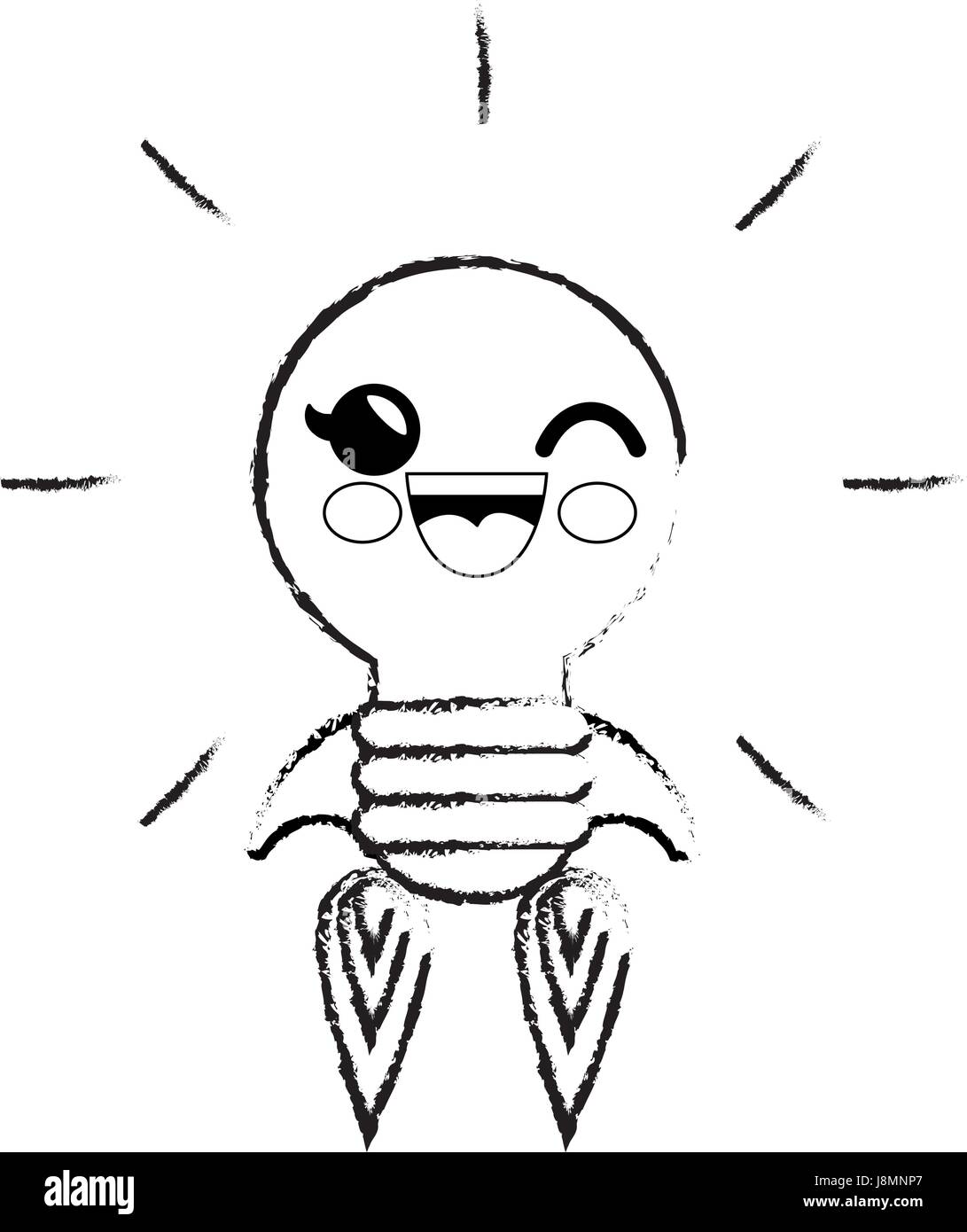 Light bulb cartoon smiley Banque d'images vectorielles - Alamy