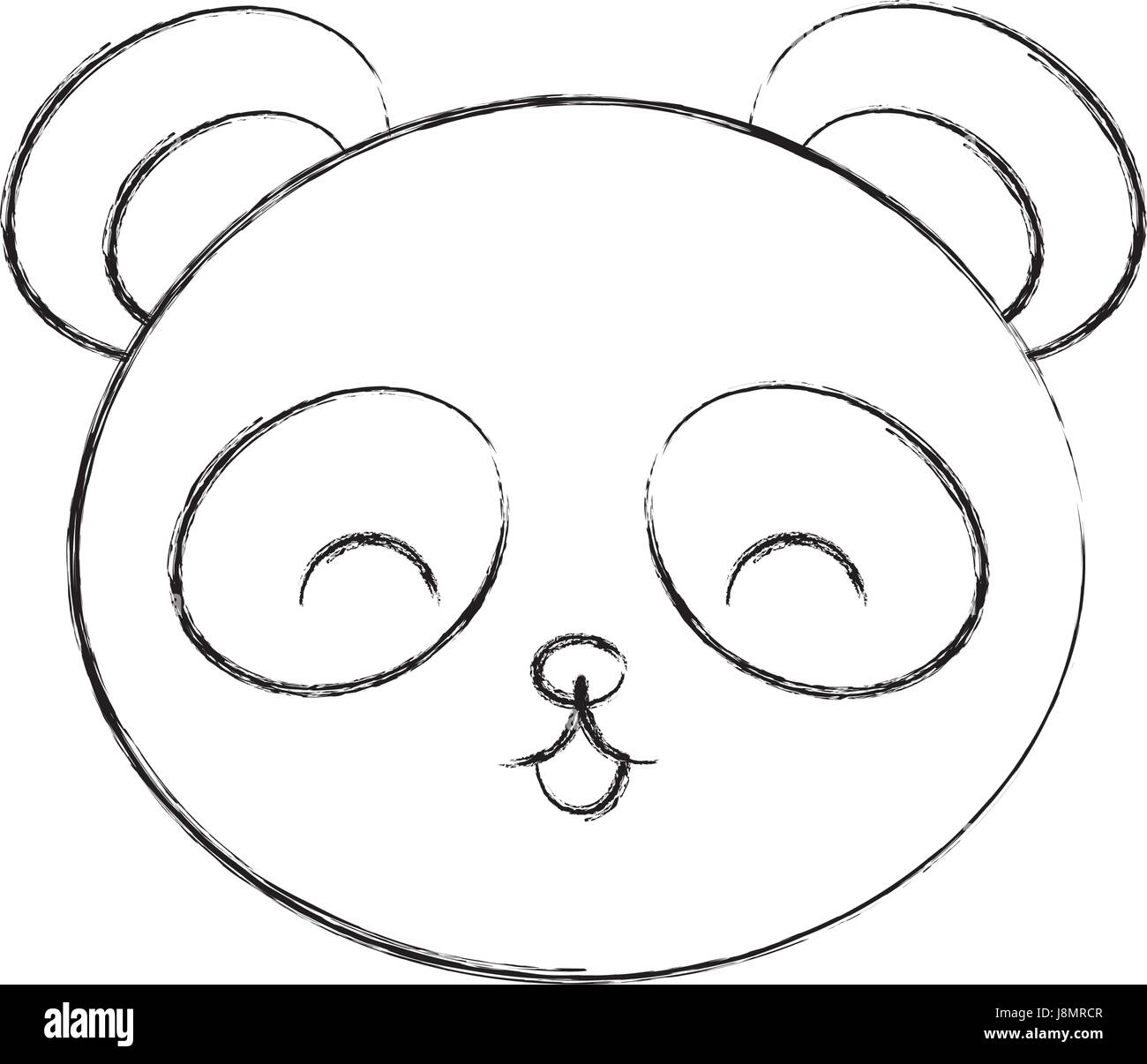 Dessiner croquis mignon visage ours panda Image Vectorielle Stock - Alamy