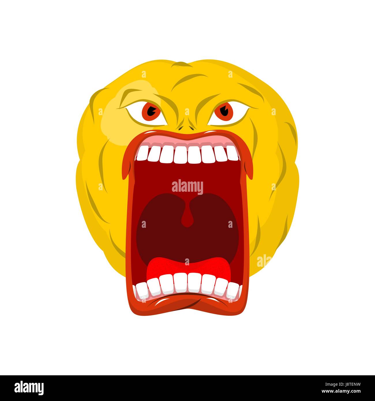 Cris d'émoticônes. Ouvrir la bouche et des dents. Emoji fou. émotion ...
