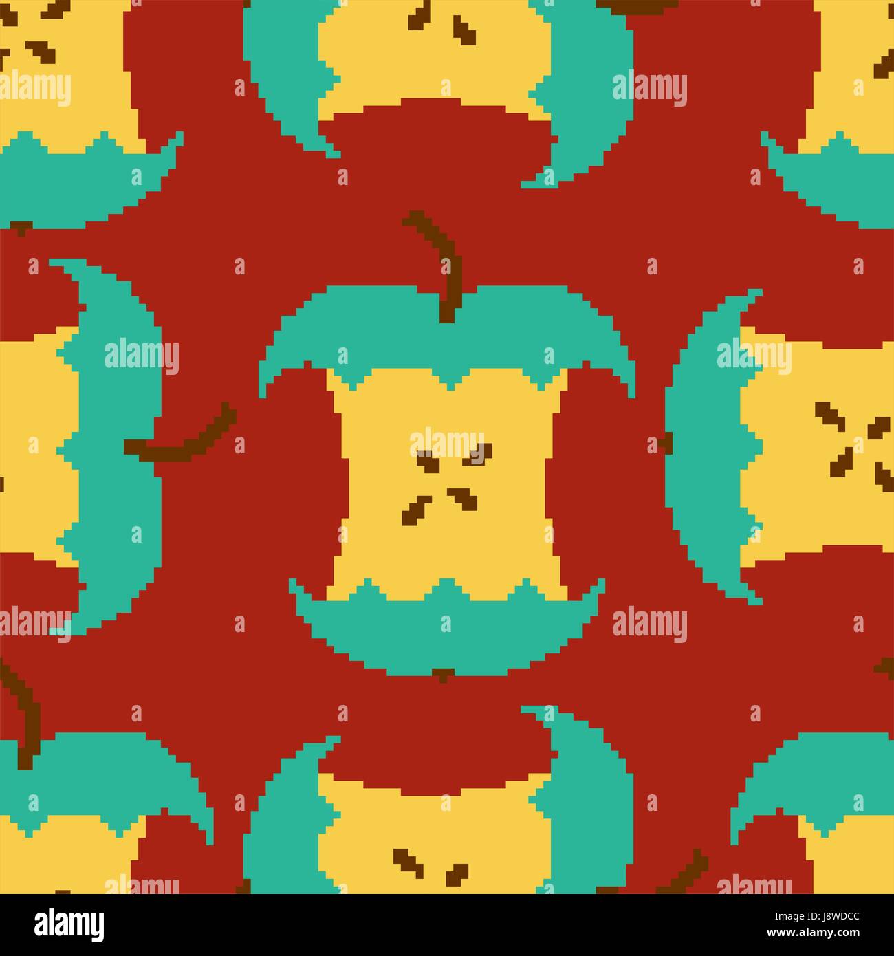 Apple core pixel art seamless pattern. Fruits pixélisé arrière-plan ...