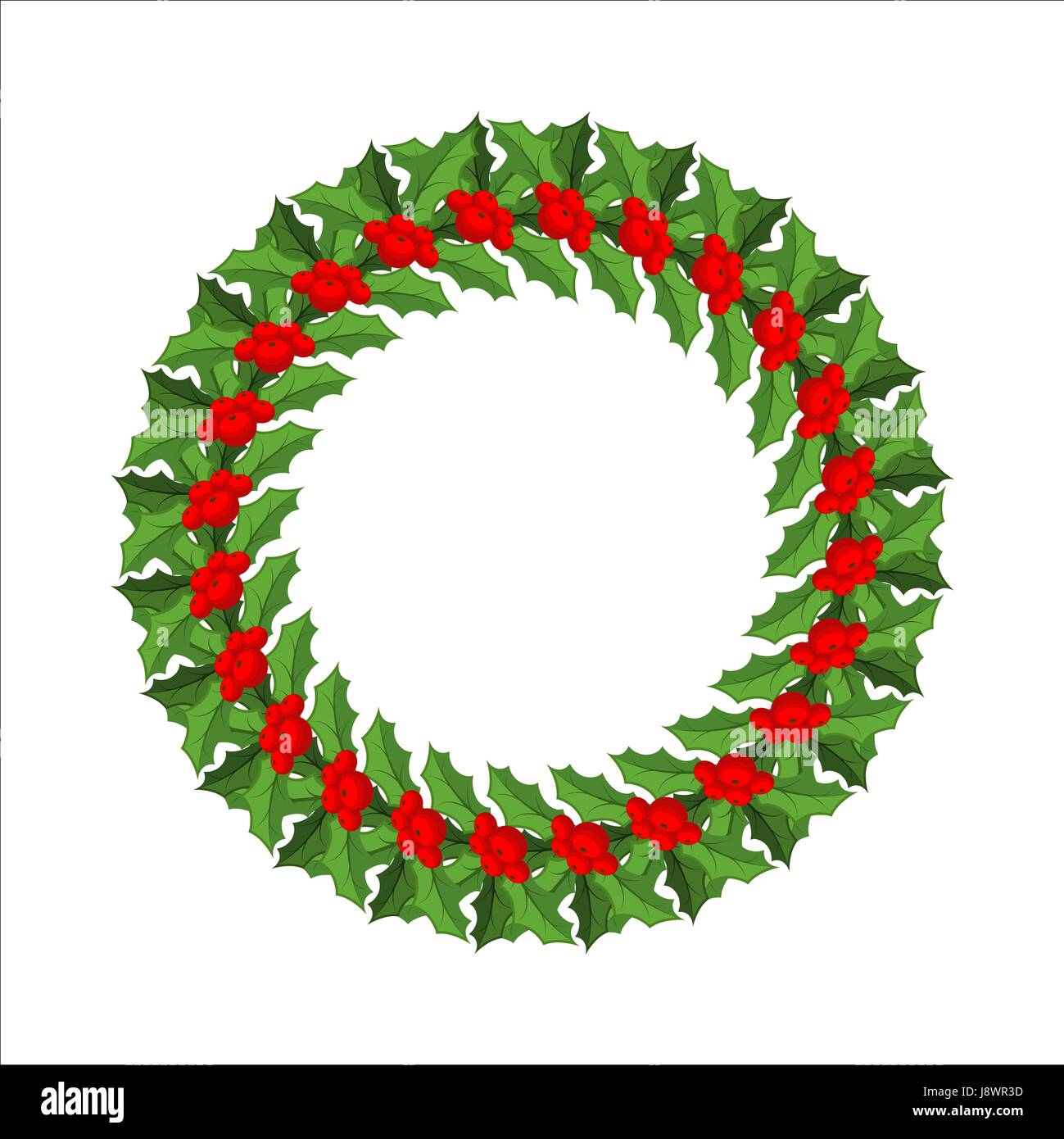 Couronne de gui isolés. Décoration de Noël traditionnel. Fruits rouges ...