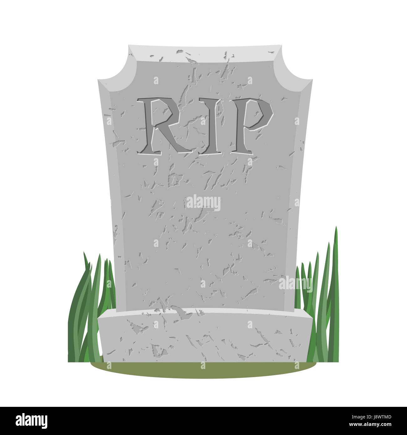 Tombe. Vieille pierre tombale avec fissures. tombe sur fond blanc ...