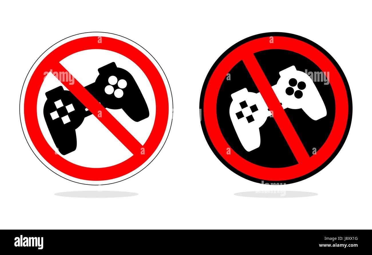 Interdiction de jouer. Panneau interdisant l'ordinateur. Avec le ...