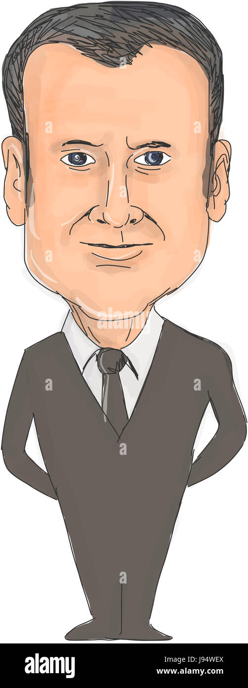 Illustration de style aquarelle Emmanuel Macron, Président de la France ...