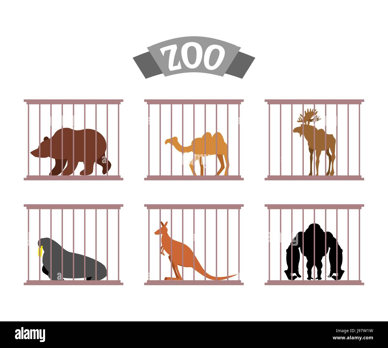 Cages singes en cage Banque d'images vectorielles - Alamy