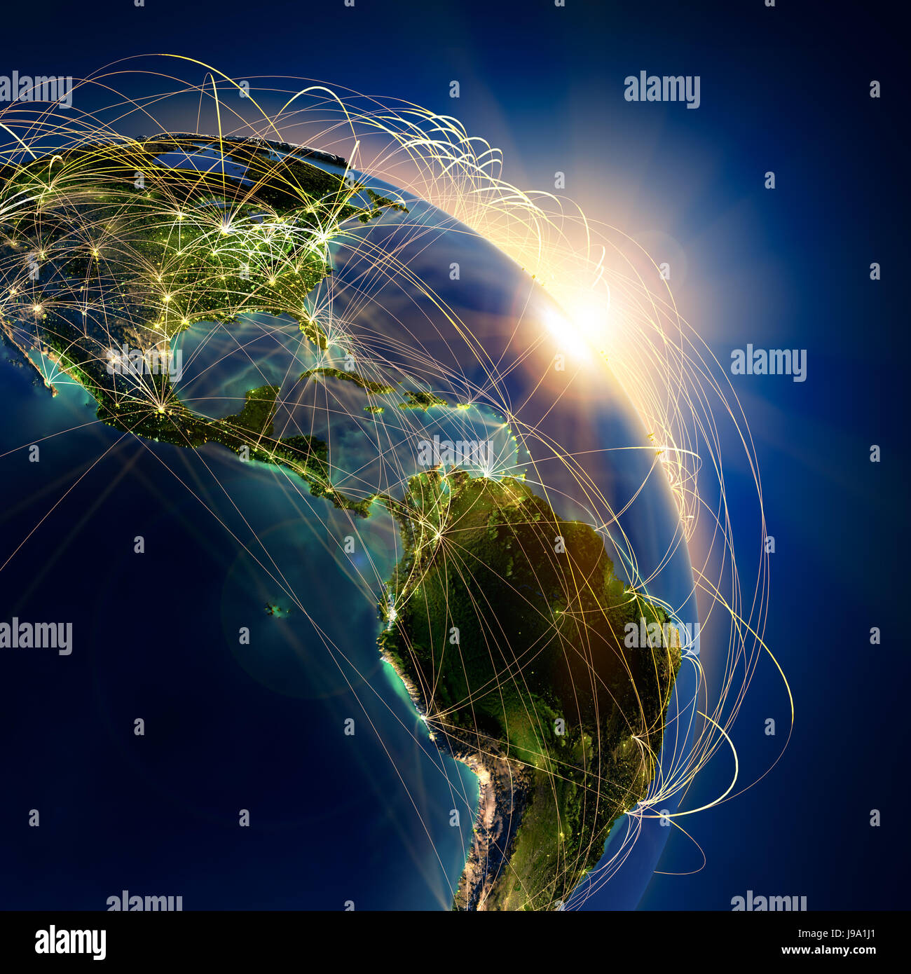 Transports, route, compagnie aérienne, monde, planète, terre, monde ...