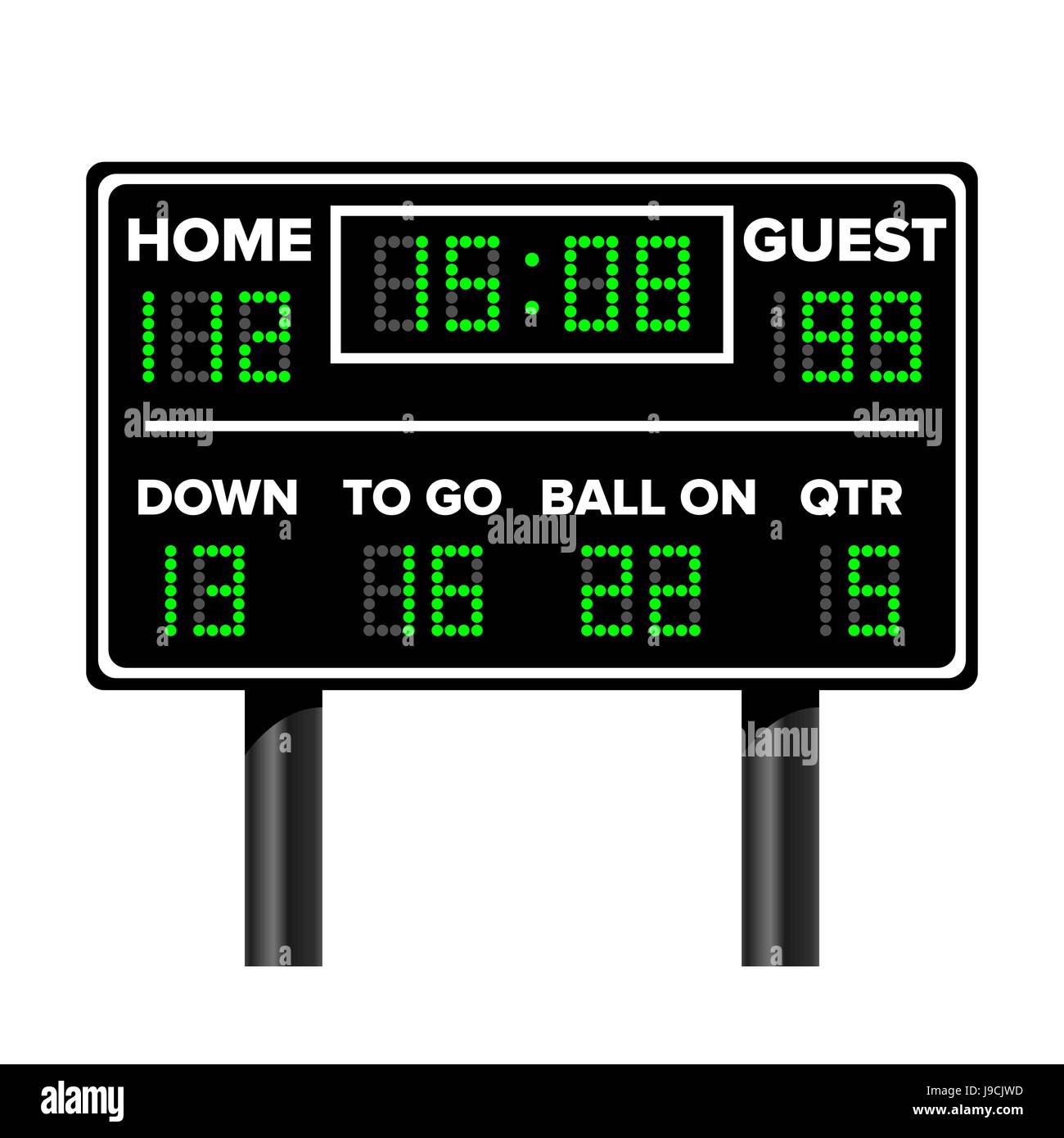 Tableau de bord de football américain. Score jeu de sport. Points LED ...
