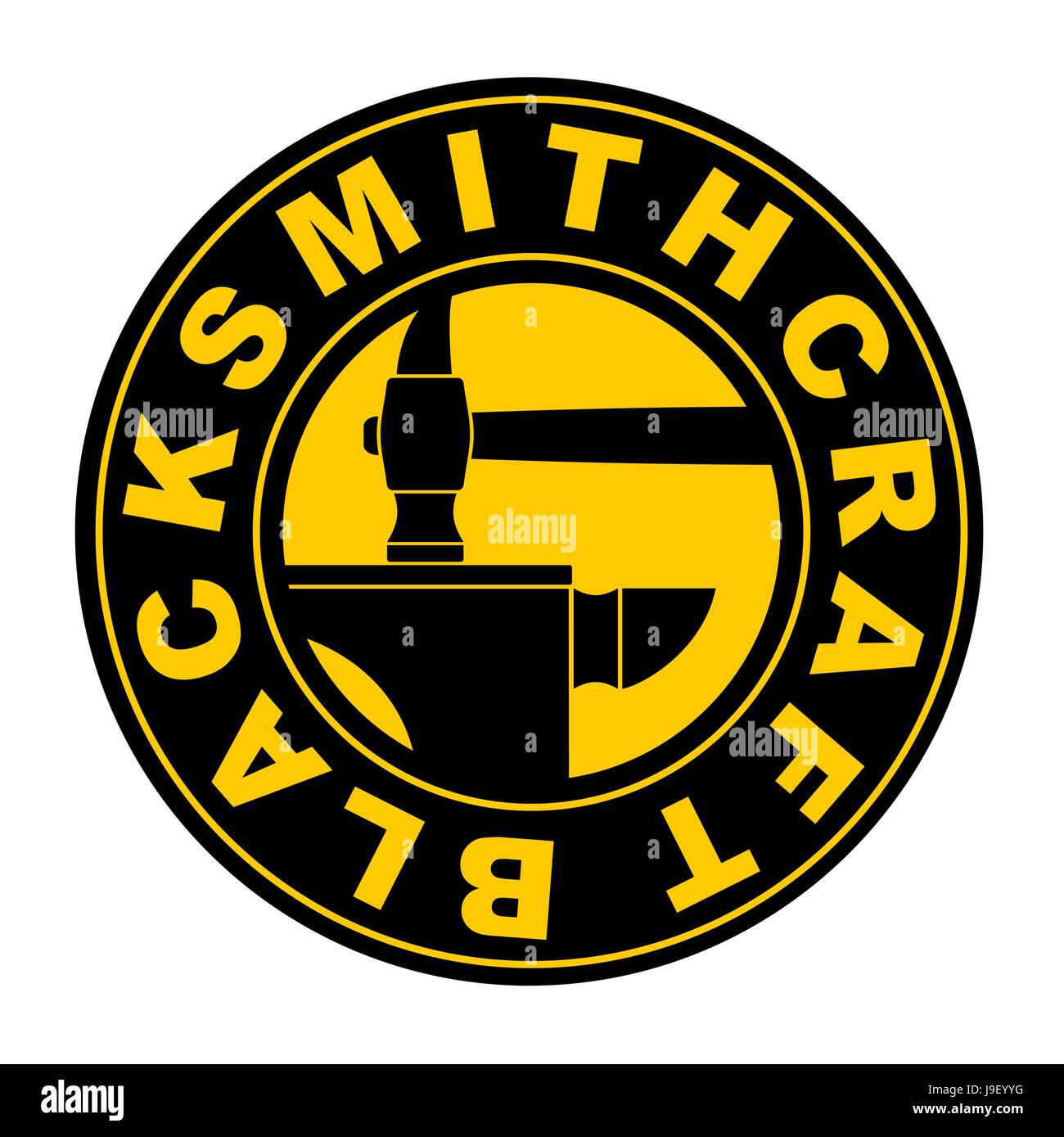 Emblème de forgeron. Logo pour forge. Fer forgé. Marteau et enclume ...