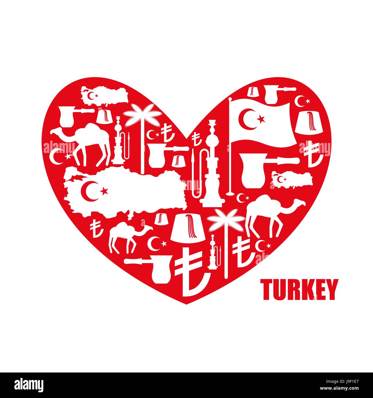 J'aime la Turquie. Inscrivez-coeur de personnages folkloriques ...