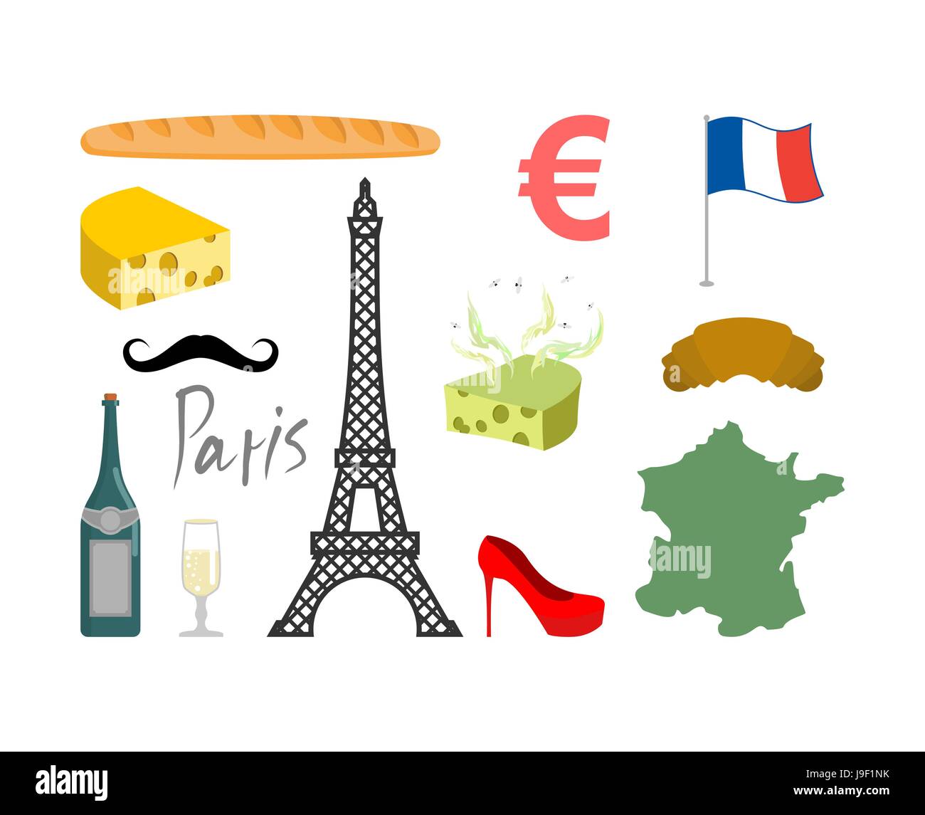 La France a des icônes. Symbole de voyages traditionnelles. Sites ...