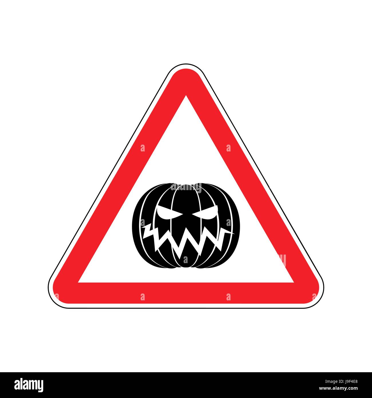 Panneau d'avertissement Halloween rouge. Attention Danger mascarade ...