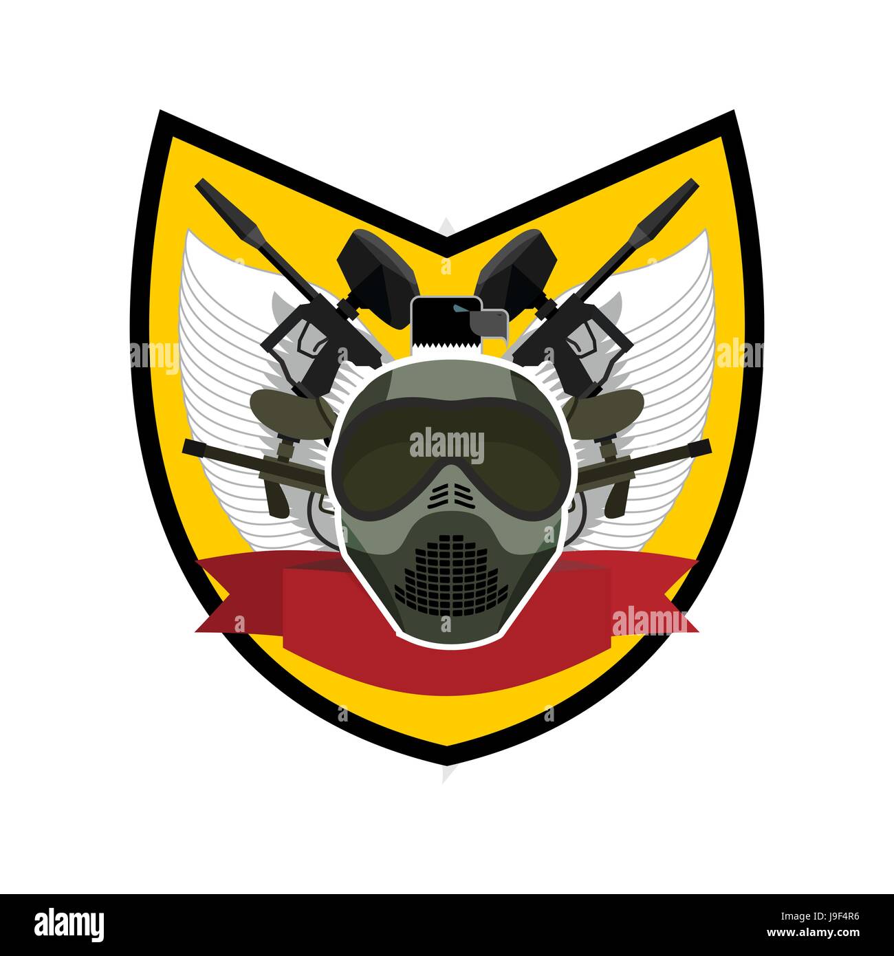 Logo de Paintball. Emblème militaire. Signe de l'armée. Casque et armes ...