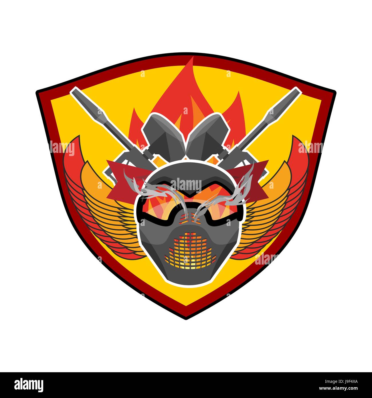 Logo de Paintball. Emblème militaire. Signe de l'armée. Casque et armes ...