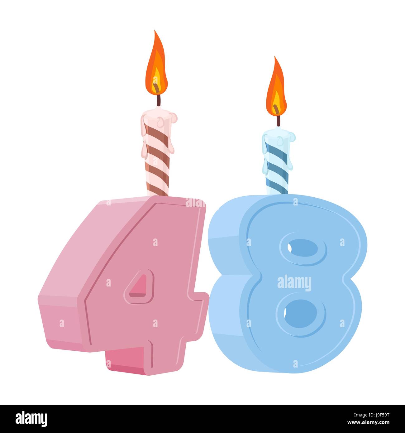 48 ans anniversaire. Bougie de fête avec numéro de maison de gâteau ...