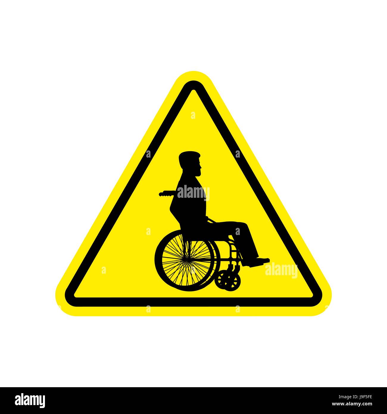 Signe non valide d'avertissement. Attention fauteuil roulant sur route ...