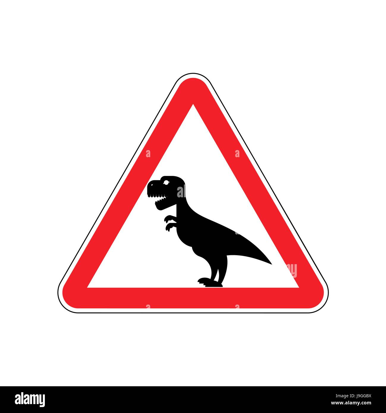 Attention dinosaure. Avertissement signe de prédateur dangereux reptile ...