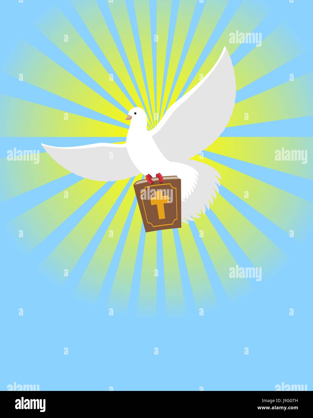 Colombe et Bible. Sainte Bible dans ses pattes de pigeon blanc ...