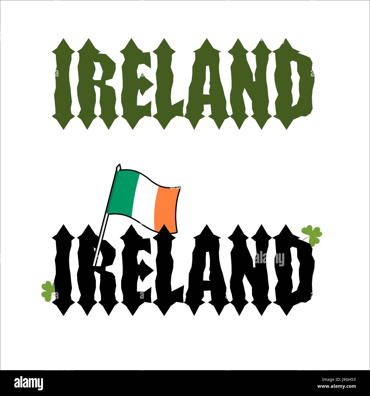 Celtique de l'Irlande font. Pavillon de l'Irlande et le trèfle, le ...