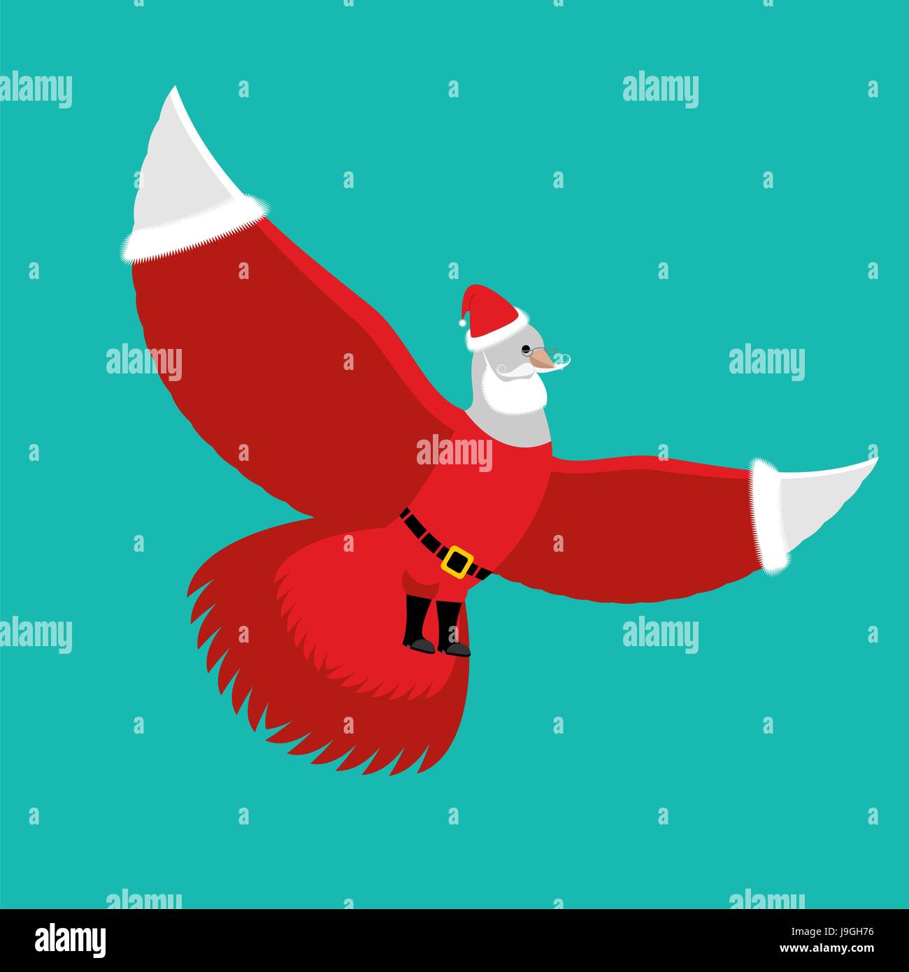 Colombe le Père Noël. Pigeon blanc en costume rouge et le chapeau ...