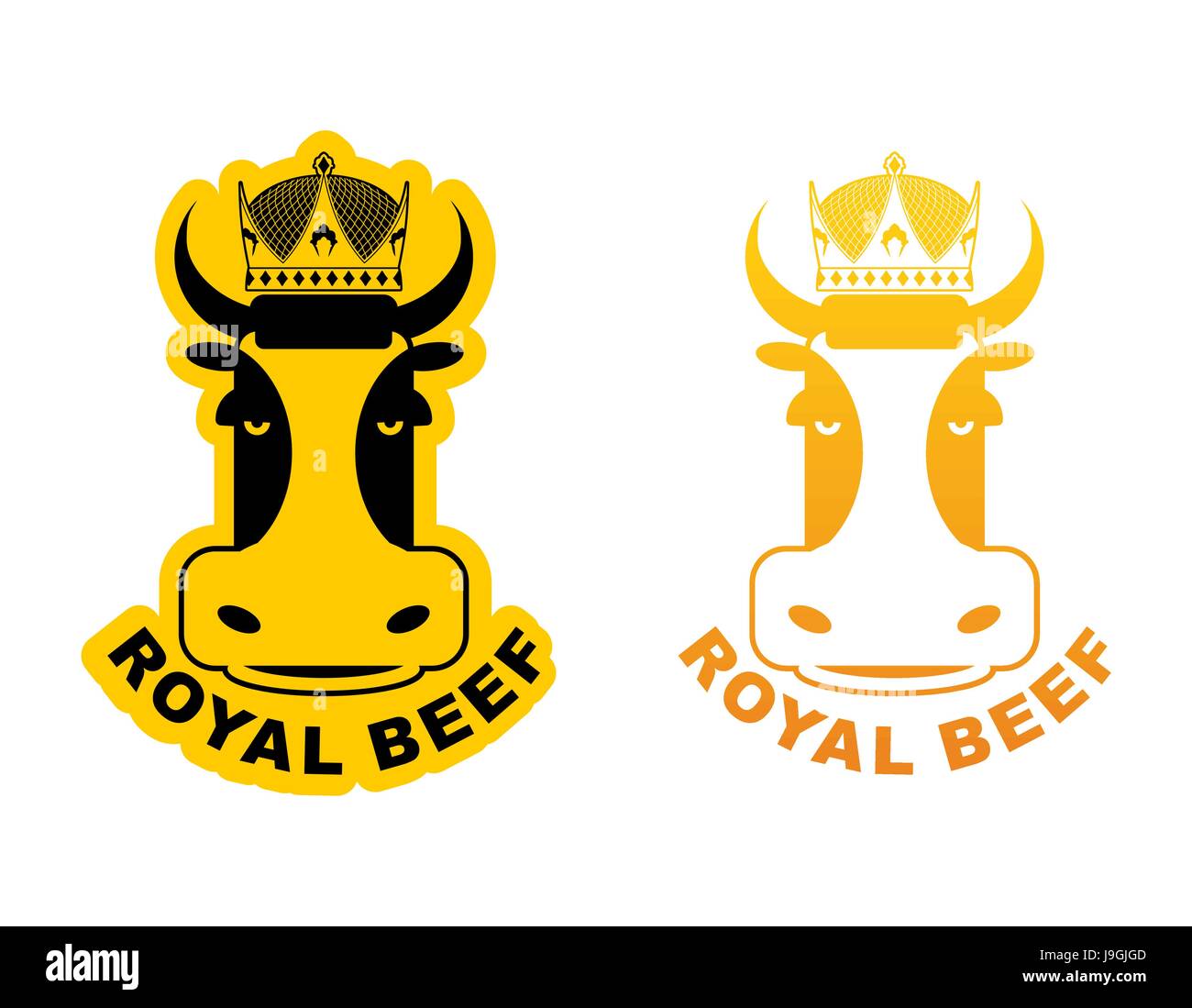 Logo Boeuf Royal. Vache en couronne. Logo pour la production de viande ...