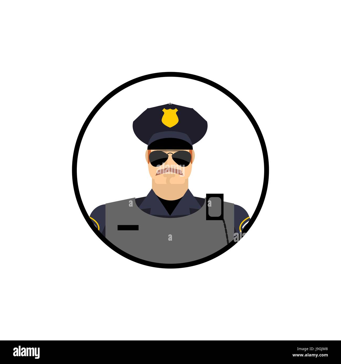 Avatar de la police. Cop en uniforme. Chef de police officer en cercle ...