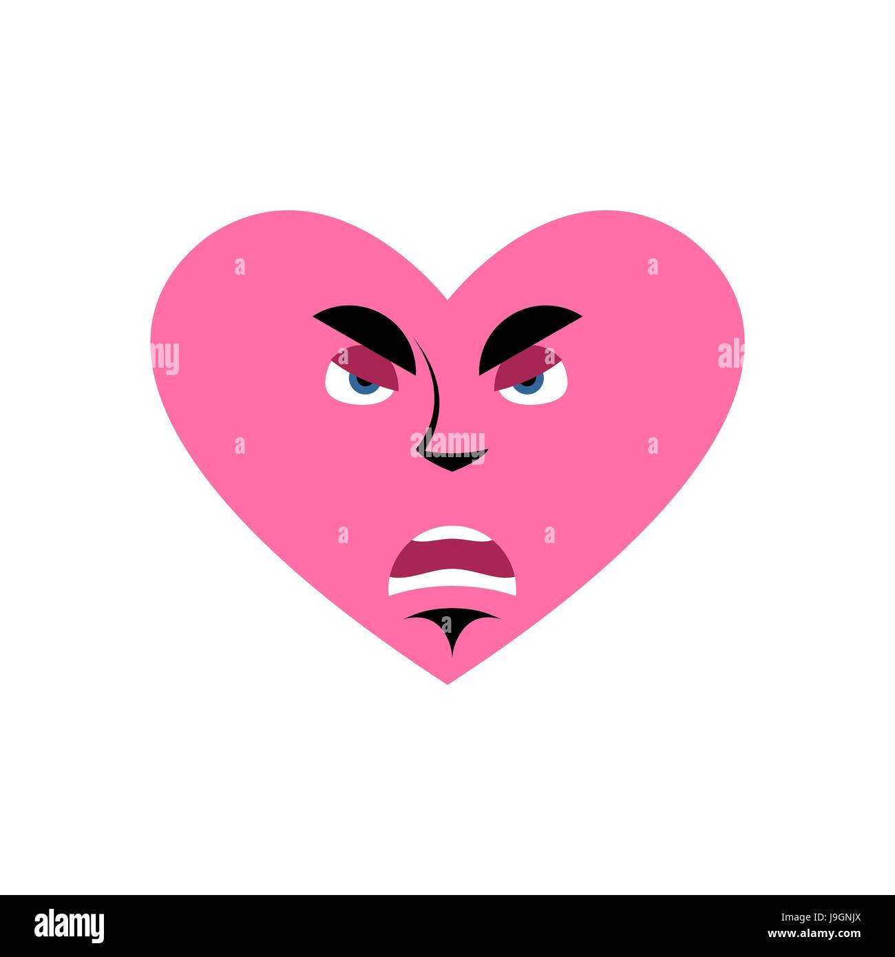 L'amour en colère icônes emoji. Coeur isolé d'émotion agressive Image ...